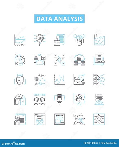 Data Analysis Vector Line Icons Set Analytics Mining Exploration