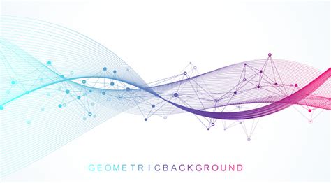 연결된 선과 점 웨이브 흐름과 숫자 추상적 인 배경 디지털 신경망 프레젠테이션을 위한 네트워크 및 연결 배경입니다 그래픽 다각형 배경입니다 벡터 그림입니다 테크놀로지에 대한