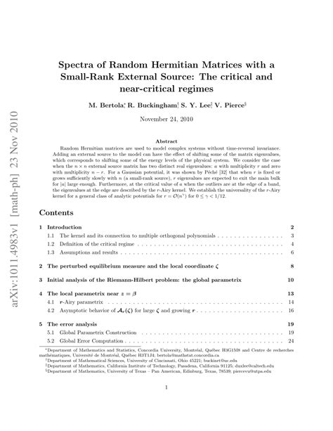 Pdf Spectra Of Random Hermitian Matrices With A Small Rank External