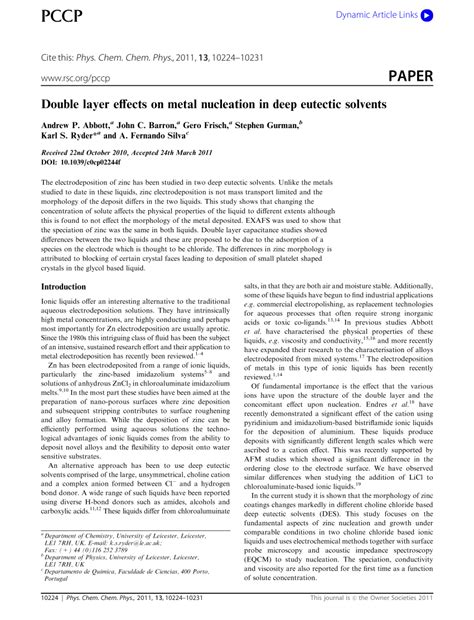 Pdf Double Layer Effects On Metal Nucleation In Deep Eutectic Solvents