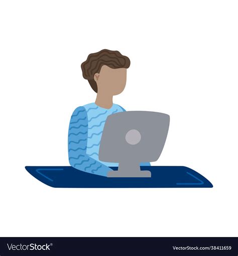 Man At Office Desk With Computer Royalty Free Vector Image