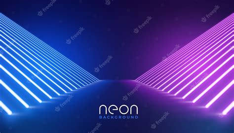 미래 네온 조명 무대 바닥 배경 무료 벡터
