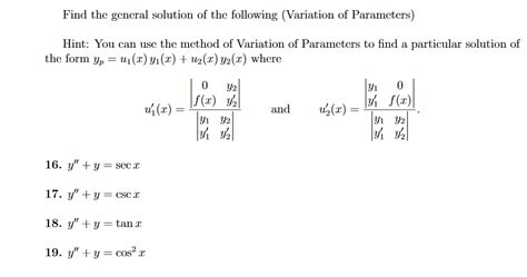 Solved Find The General Solution Of The Following Variation Chegg