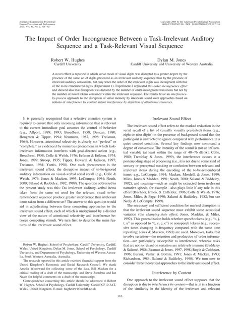 Pdf The Impact Of Order Incongruence Between A Task Irrelevant