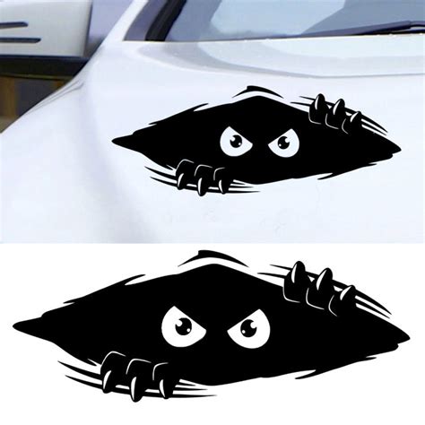 Funny Peeping Monster 3d Big Eyes Scratch Car Sticker Waterproof Self