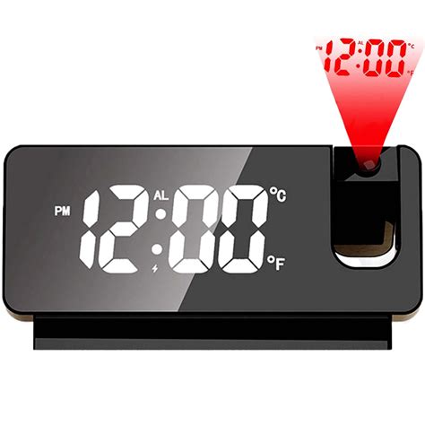 Digital Projection Alarm Clock For Bedroom With Projector USB Charger Adjustable Loud