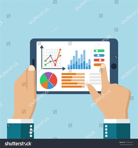 Tablet Hands Businessman Statistical Data Presented Stock Vector Royalty Free 373547617