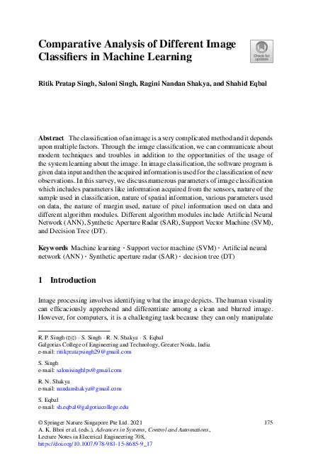 Pdf Comparative Analysis Of Different Image Classifiers In Machine Learning