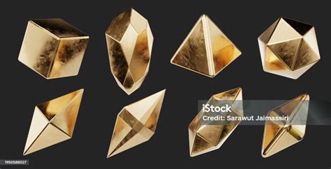 Ai 생성 없이 검은색 배경 3d 렌더링에 격리된 골드 지오메트리 모양 팩 세트 0명에 대한 스톡 사진 및 기타 이미지 0명