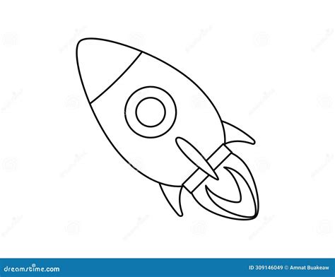Rocket Outline Space Rocket Silhouette One Line Continuous Vector Illustration Line Art
