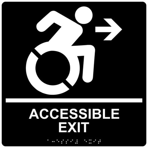 Accessible Exit Braille Sign With Dynamic Accessibility Symbol RRE 14758R 99 WHTonBLK