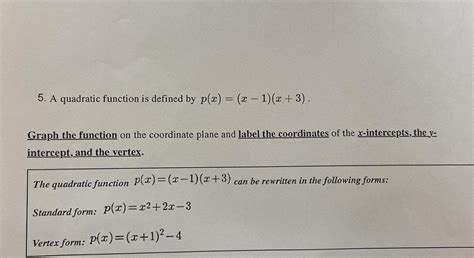 Answered 5 A Quadratic Function Is Defined By P X X 1 X 3 Graph The Kunduz