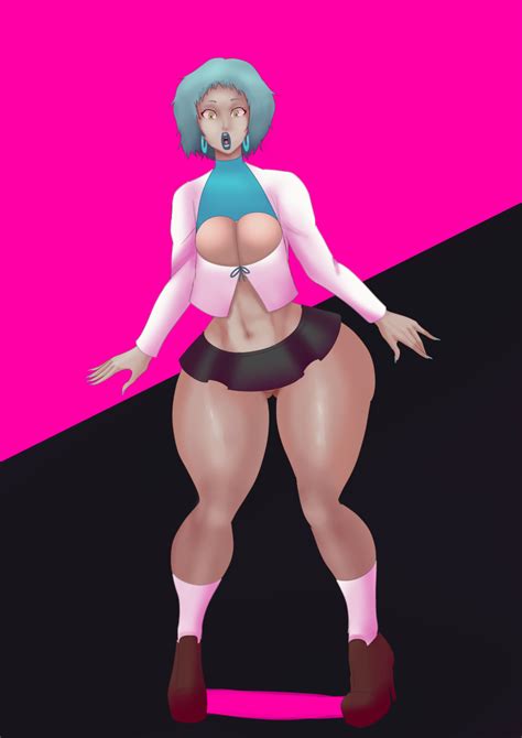 Rule 34 Annon Bimbo Blue Hair Blue Lipstick Cleavage Fuuka Yamagishi