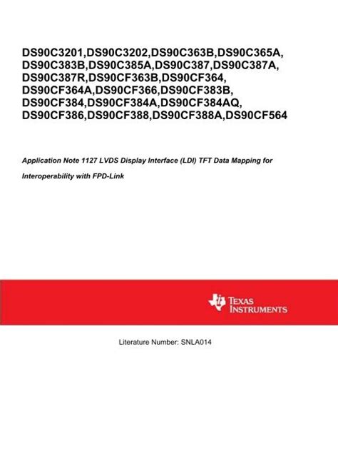 Lvds Display Interface Ldi Tft Data Mapping Texas Instruments