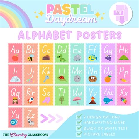 Pastel Daydream Alphabet Posters Pdf Classroom Printables Tpt