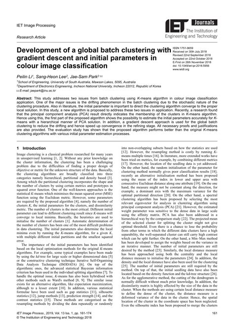Development Of A Global Batch Clustering With Gradient Descent And Initial Parameters In Colour