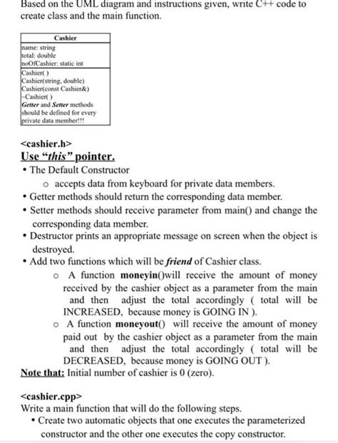 Solved Based On The Uml Diagram And Instructions Given
