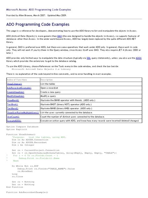 ado programming code examples pdf data computing
