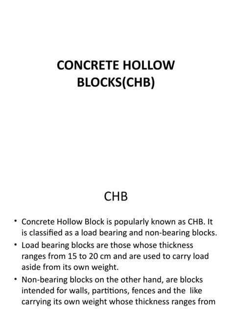 Chb Construction Guide Hollow Block Types And Wall Components Pdf