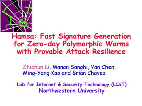 Ppt Hamsa Fast Signature Generation For Zero Day Polymorphic Worms