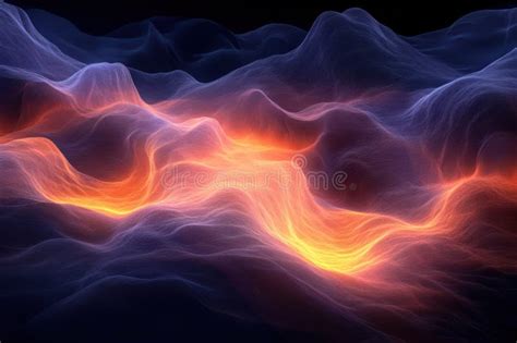 Vibrant Waves Of Light And Color Flow Through A Surreal Landscape At Night Stock Illustration