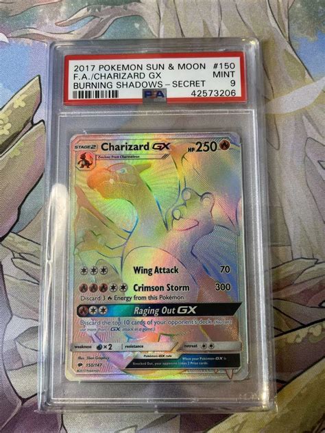 Pokemon Tcg Burning Shadows Charizard Gx Secret Rare 150 147 Psa 9