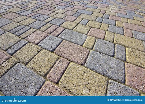 Colored Concrete Self Locking Flooring Blocks Assembled On A Substrate Of Sand Type Of