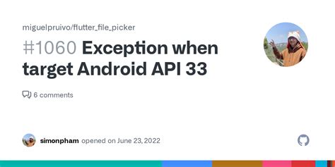 Exception When Target Android Api 33 · Issue 1060 · Miguelpruivo