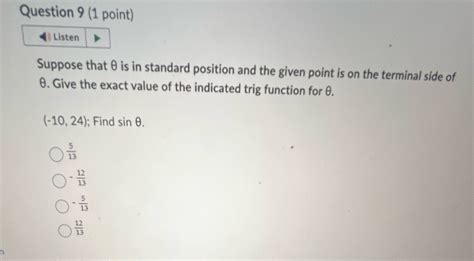 Solved Question 9 1 ﻿pointsuppose That θ ﻿is In Standard