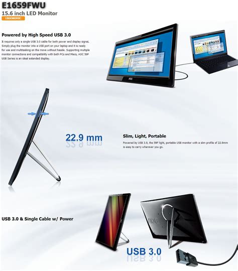 AOC E FWU X Ms USB Powered Portable LED Monitor E FWU Mwave Com Au