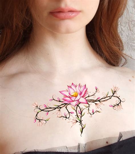 Flower Temporary Tattoo Lotus Flower Floral Temporary Tattoo Lotus Tattoo Pretty Lotus