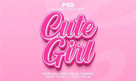 Cute Girl Pink 3D Text Effect Free Photoshop PSD File