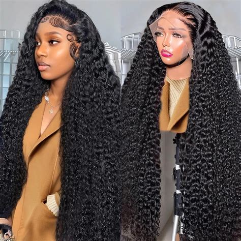 Noxlouis 34 Inch Deep Wave Lace Front Wigs Human Hair Wig