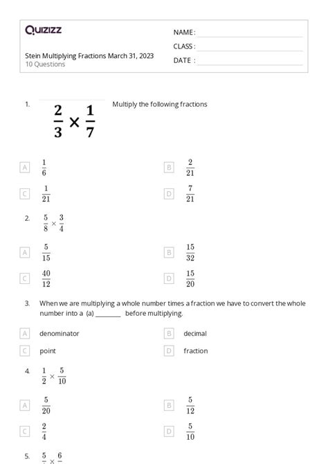 Free Multiplying Fractions Math Tests Download Free Multiplying