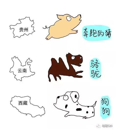 萌翻了手绘34个省级轮廓图30秒钟快速记忆 地理