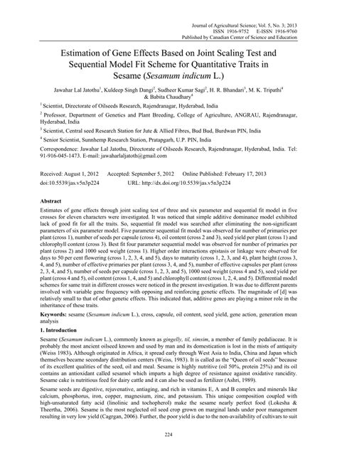 Pdf Estimation Of Gene Effects Based On Joint Scaling Test And