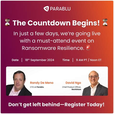 Join Parablus Webinar On Ransomware Resilience Parablu Inc Now Crashplan Posted On The