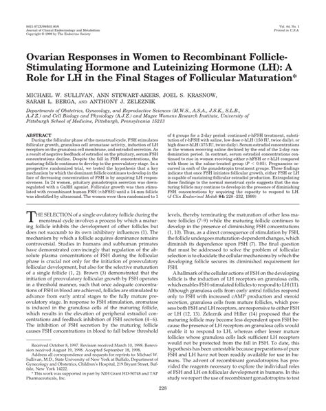 Pdf Ovarian Responses In Women To Recombinant Follicle Stimulating Hormone And Luteinizing