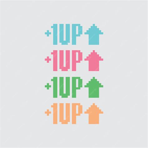 픽셀 아트 레벨 업 컬러풀 프리미엄 벡터