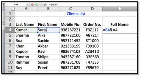 Text Concatenation In Ms Excel Microsoft Excel Tutorial Using