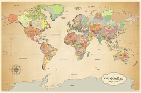 24 X 36 Map Of The World