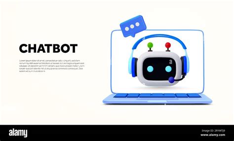 3d Online Chatbot Banner Template With Robot Wearing Headset Laptop Ai Chatbot Service Landing