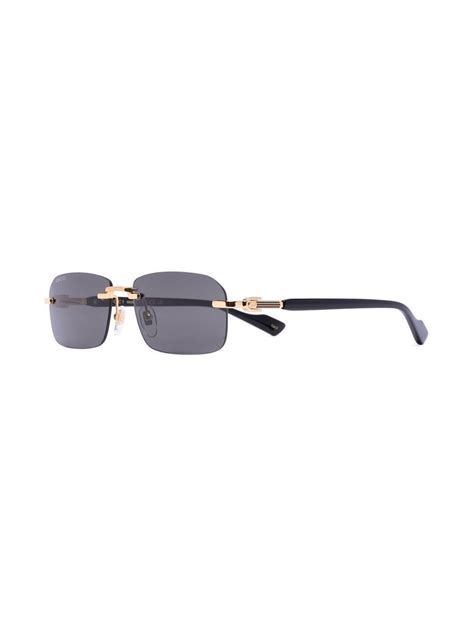 Gucci Eyewear Rimless Rectangle Frame Sunglasses Farfetch