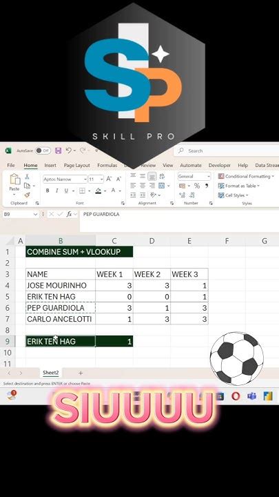 combine sum and vlookup formula in excel excel excelformula skillpro00000 skillpro00000