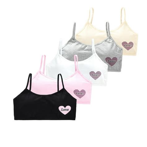 5 Pack Training Bras For Girls Cotton Bras Breathable Preteen Girl