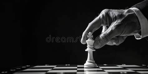 A Man S Hand Makes A Chess Move On A Black Background Artificial Intelligence AI Stock