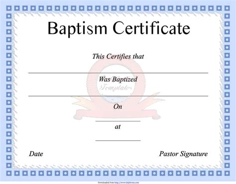 Free Printable Baptism Certificate Templates Pdf Word Fillable