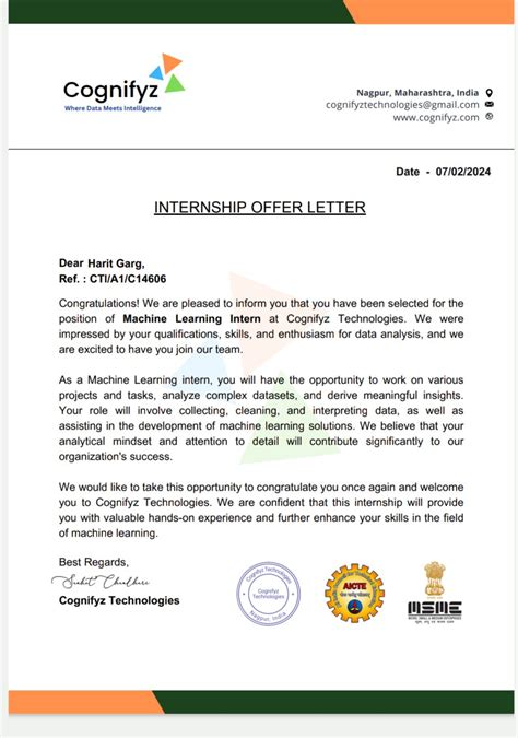 Harit Garg On Linkedin Cognifyztechnologies Cognifyztech Cognifyz Machinelearning Internship