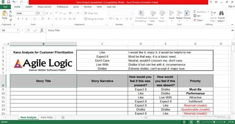 Kano Analysis Template In Excel