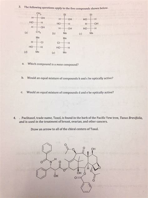 Solved The Following Questions Apply To The Five Compounds